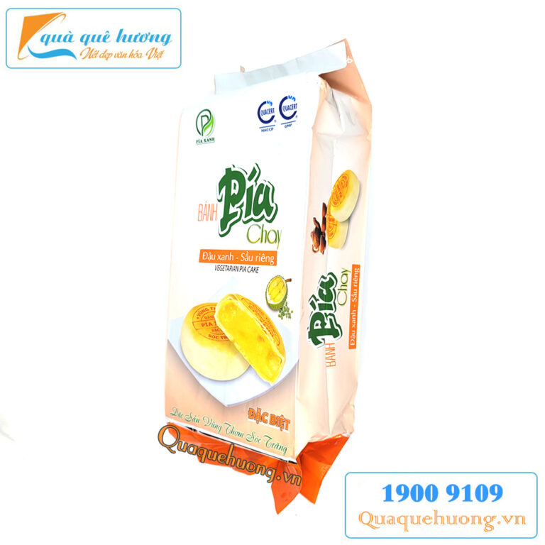 Bánh pía chay đậu xanh sầu riêng đặc biệt Pía Xanh 400g - Quà Quê Hương
