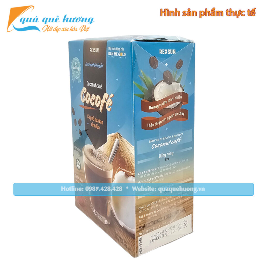 Cà phê hòa tan sữa dừa CocoFé đường phèn160g - Coconut Café - Quà Quê Hương